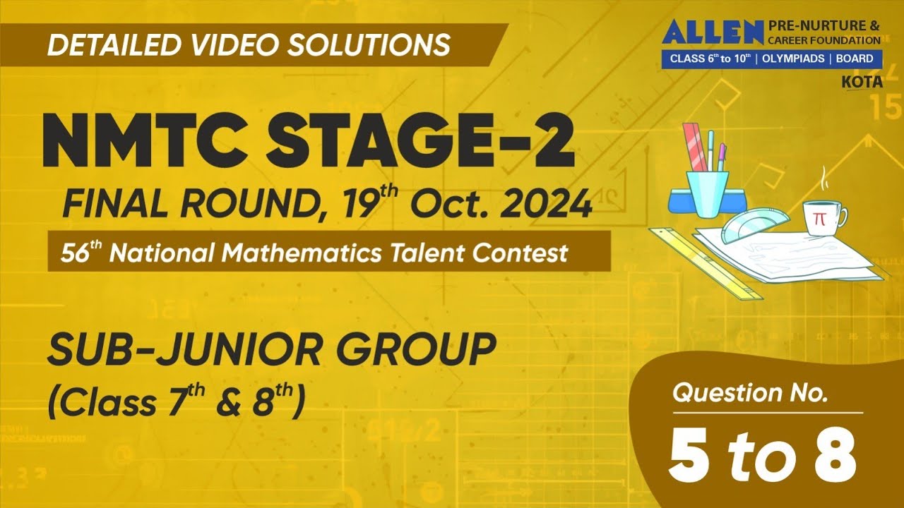 NMTC STAGE-2 2024 Video Solution|Sub Junior Group (Class 7th & 8th ...