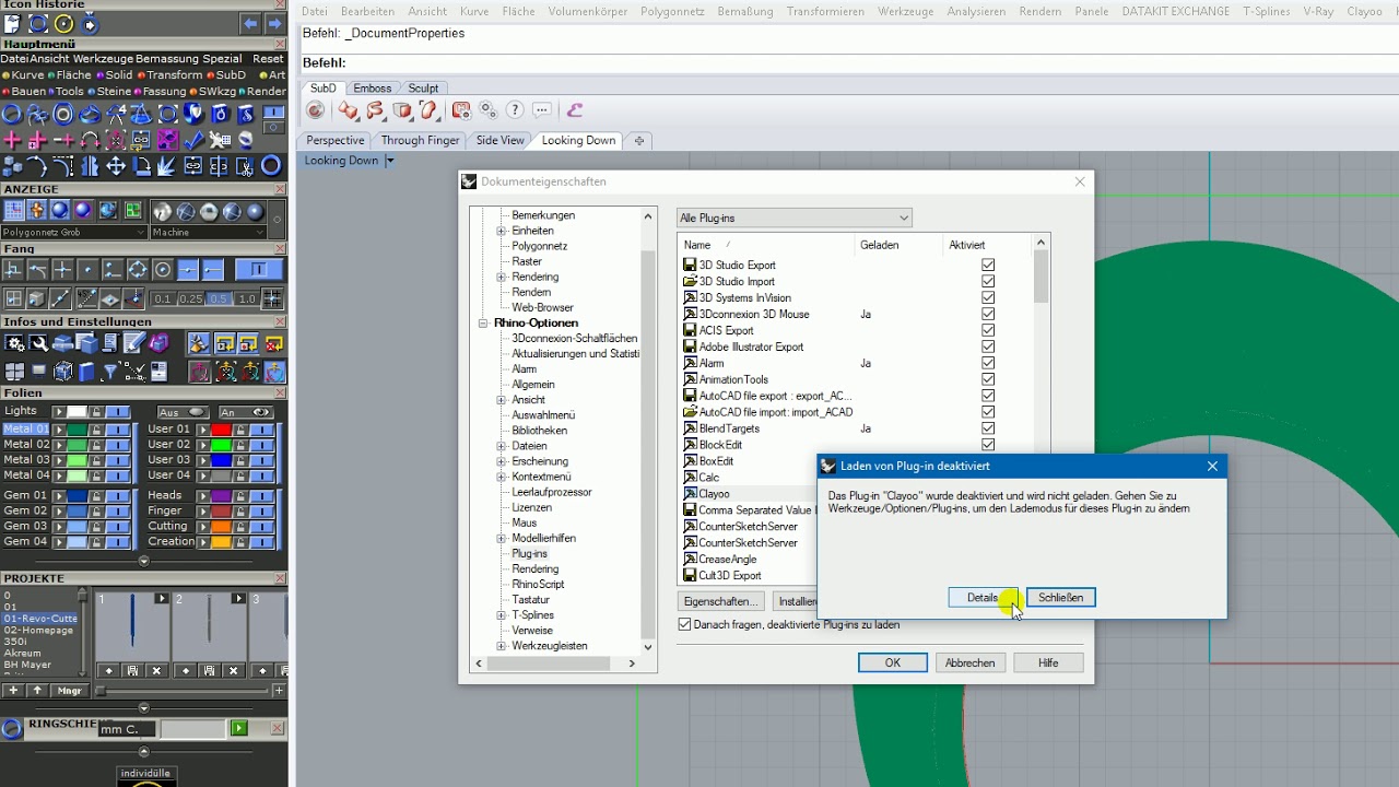 Matrix Rhino / RhinoGold: Clayoo Plugin manuell laden - YouTube