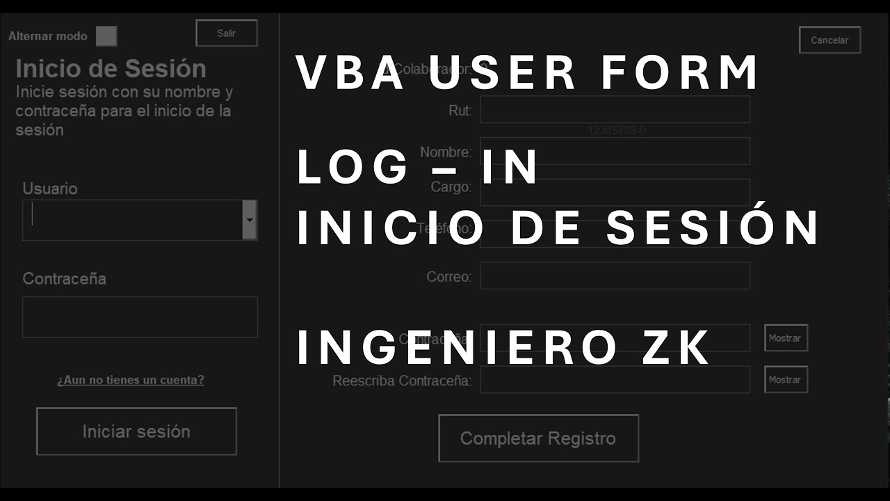 Log in - Inicio de Sesión en VBA UserForm Excel Parte 1 - YouTube