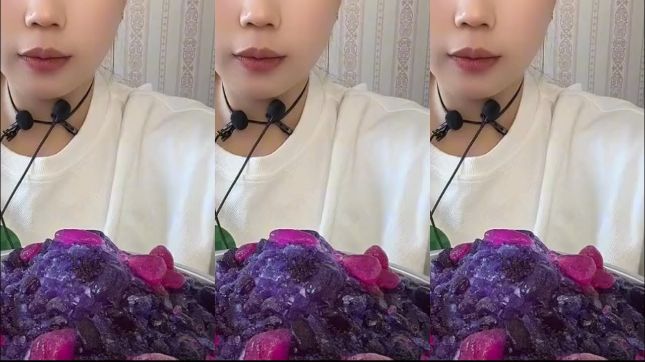 SHAVED ICE PURPLE WITH JEWELRY ICE EATING QIAN - YouTube