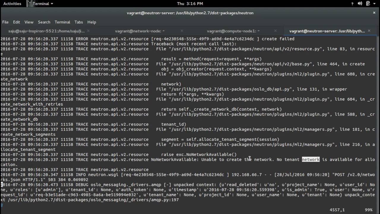 How to fix neutron Unable to create the network. No tenant network is available for allocation ...