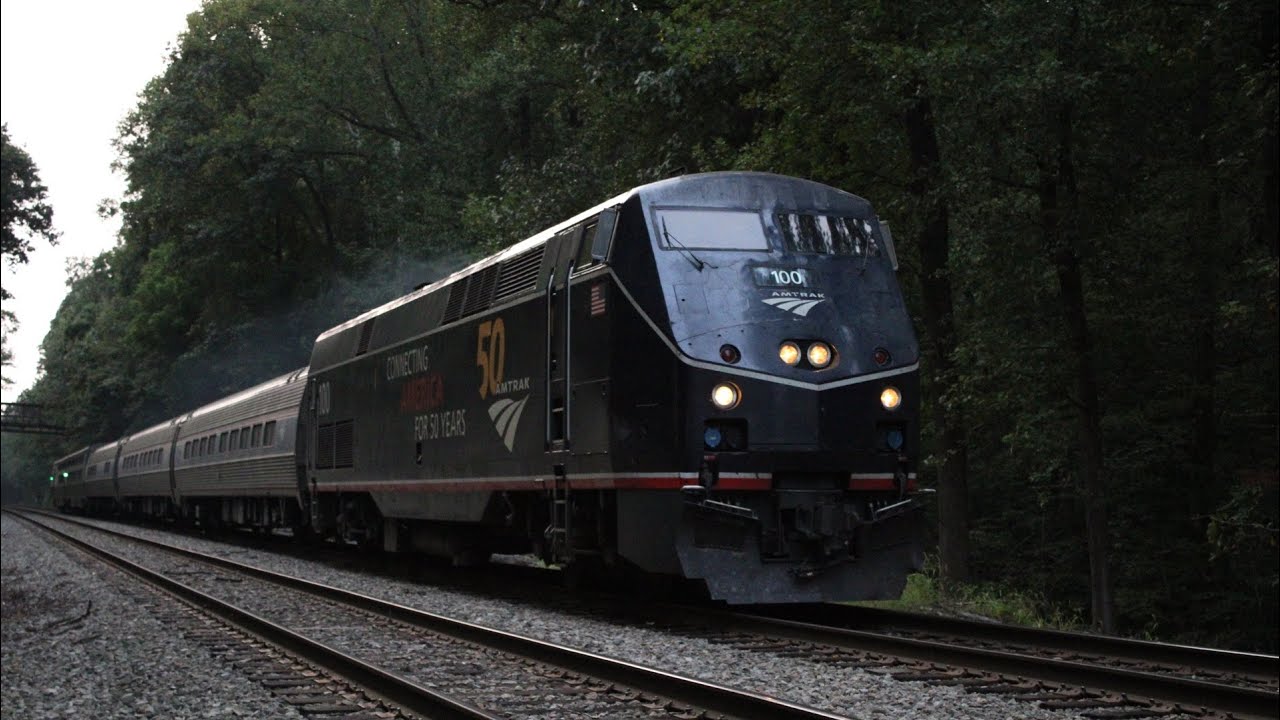 Amtrak Cardinal Train #50 with AMTK #100 Leading at Accotink Park - YouTube