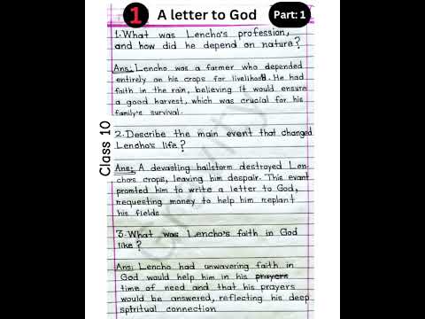 A letter to God | Class 10 | A Letter to God questions answers | #class10 #questionanswer