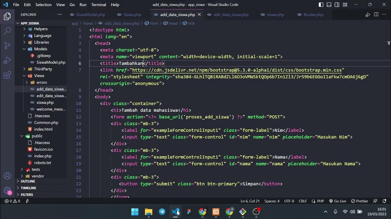 Aplikasi CRUD sederhana dengan menggunakan CodeIgniter 4 - YouTube