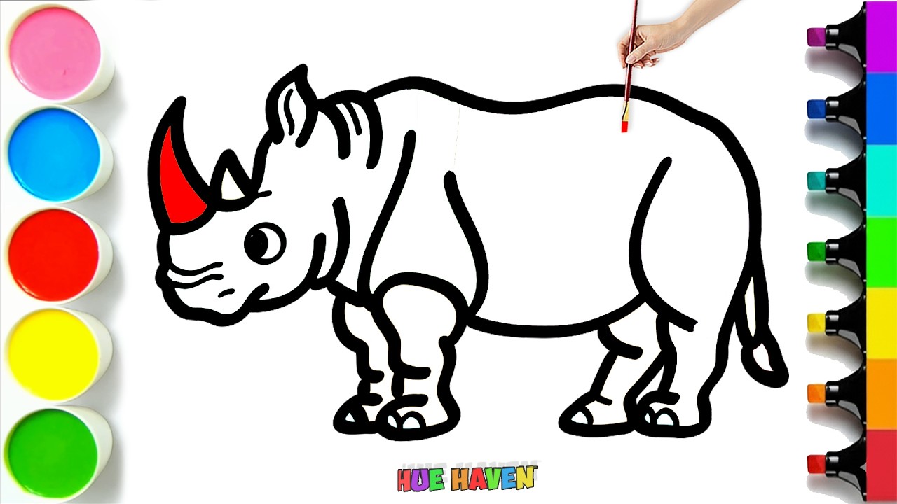 How To Draw a Cute Rhino | Step by Step Tutorial #462 - YouTube