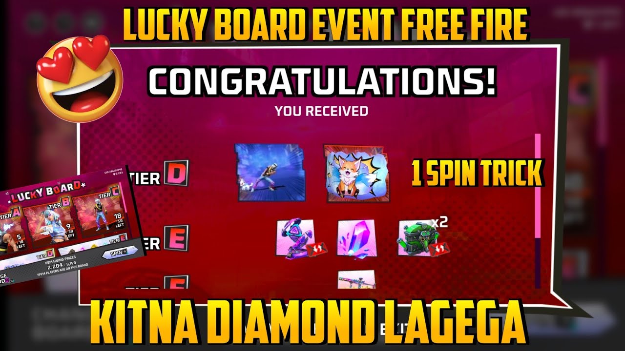 lucky board event 1 spin free fire new event free fire lucky board bundle kitna diamond lagega ...