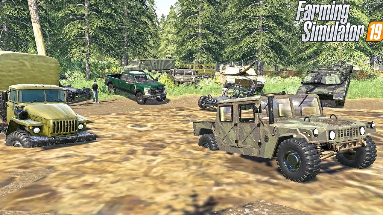 MILITARY MUDDING (DEEP MUD HOLE) | HUMVEE + TANKS | FARMING SIMULATOR ...