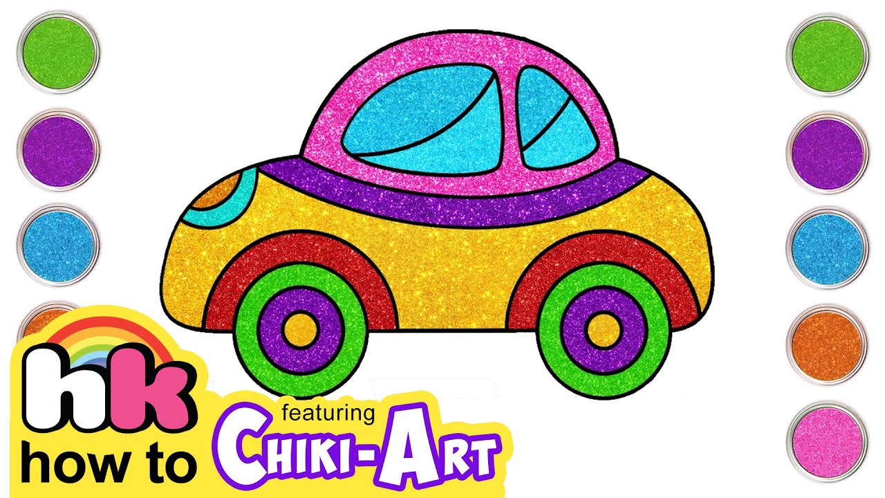 Glitter Car | Drawing & Painting For Kids | Chiki Art | HooplaKidz How ...