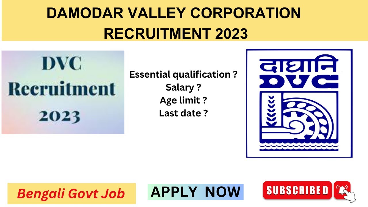 DVC RECRUITMENT 2023 | dvc vacancy 2023 | dvc recruitment 2023 junior ...