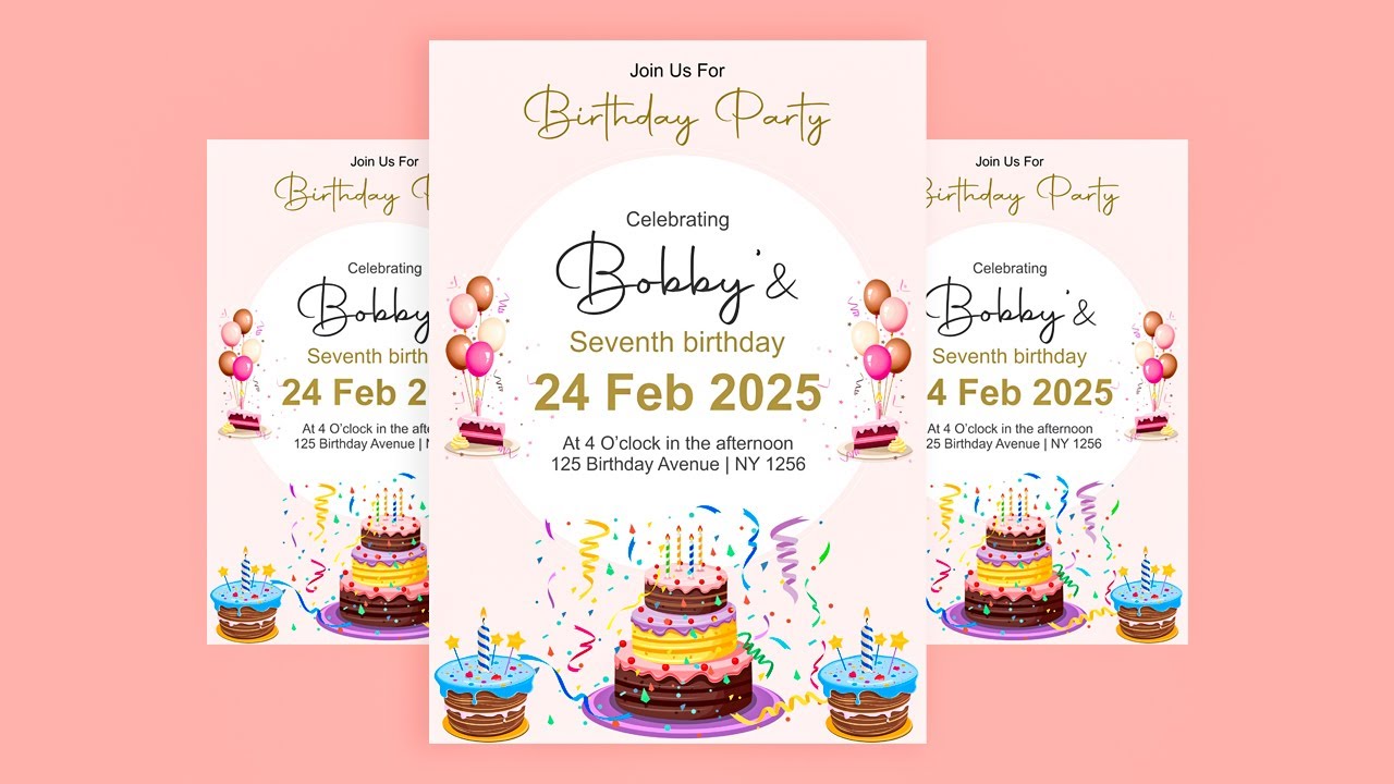 Birthday Invitation Card Design in CorelDraw Tutorial - YouTube