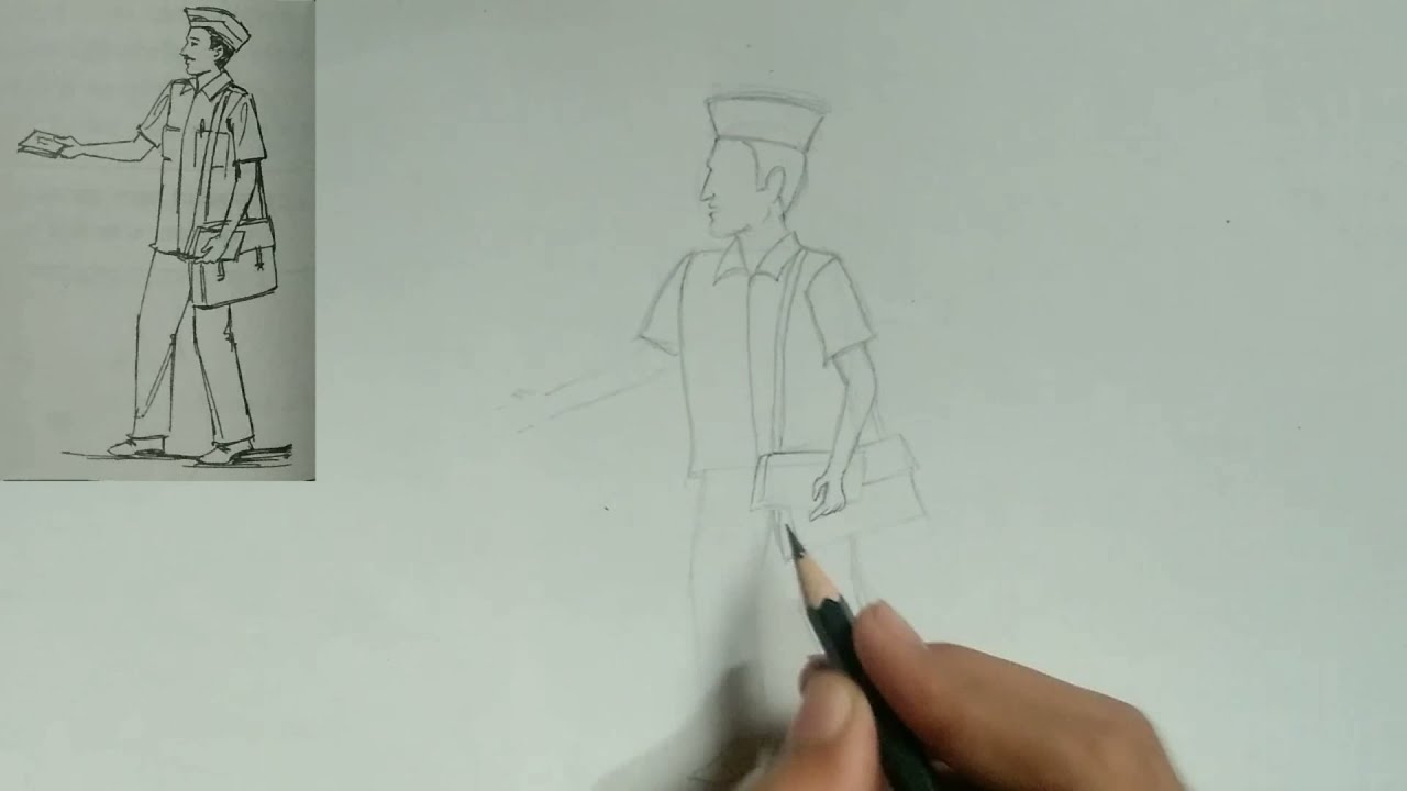 How to draw postman step by step/postman sketch tutorial #postmansketch ...