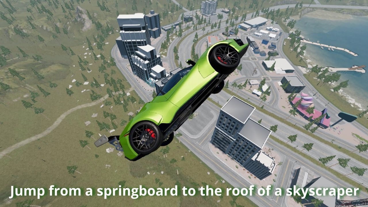 Jump from a springboard to the roof of a skyscraper 💥 BeamNG.Drive ...