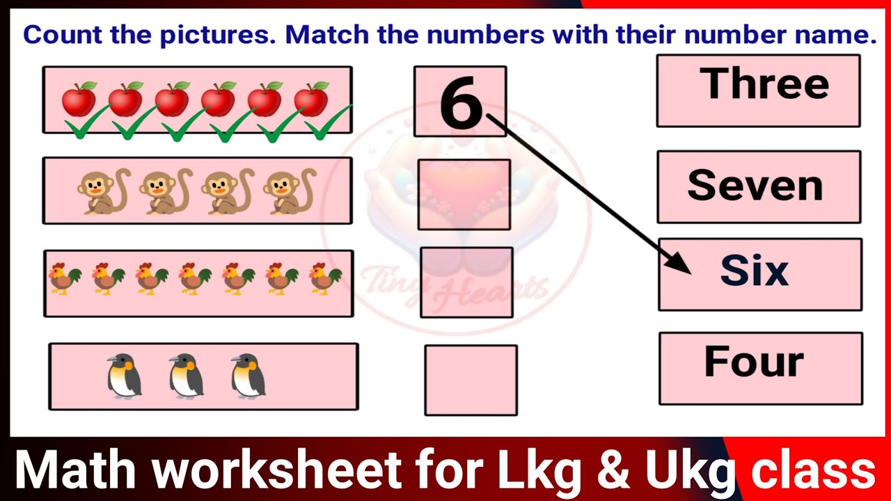 Math worksheet for kids|Count the pictures|Match the numbers with their ...