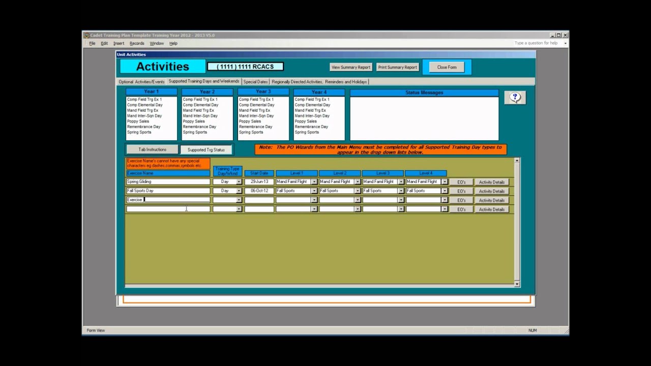 Cadet Training Plan Template Instructional Video 5A - YouTube