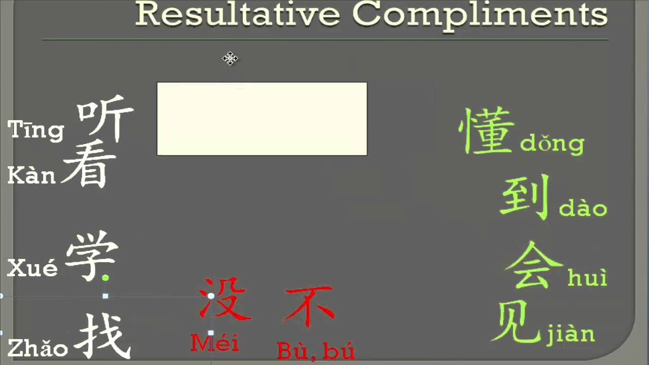 Learn Chinese- Resultative compliments - YouTube