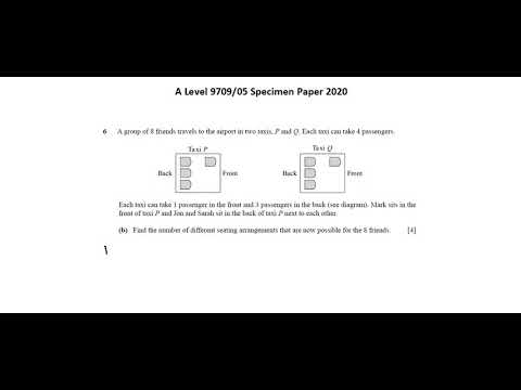 A Level 9709 Specimen Paper 5 Probability and Statistics 1 question 6 ...