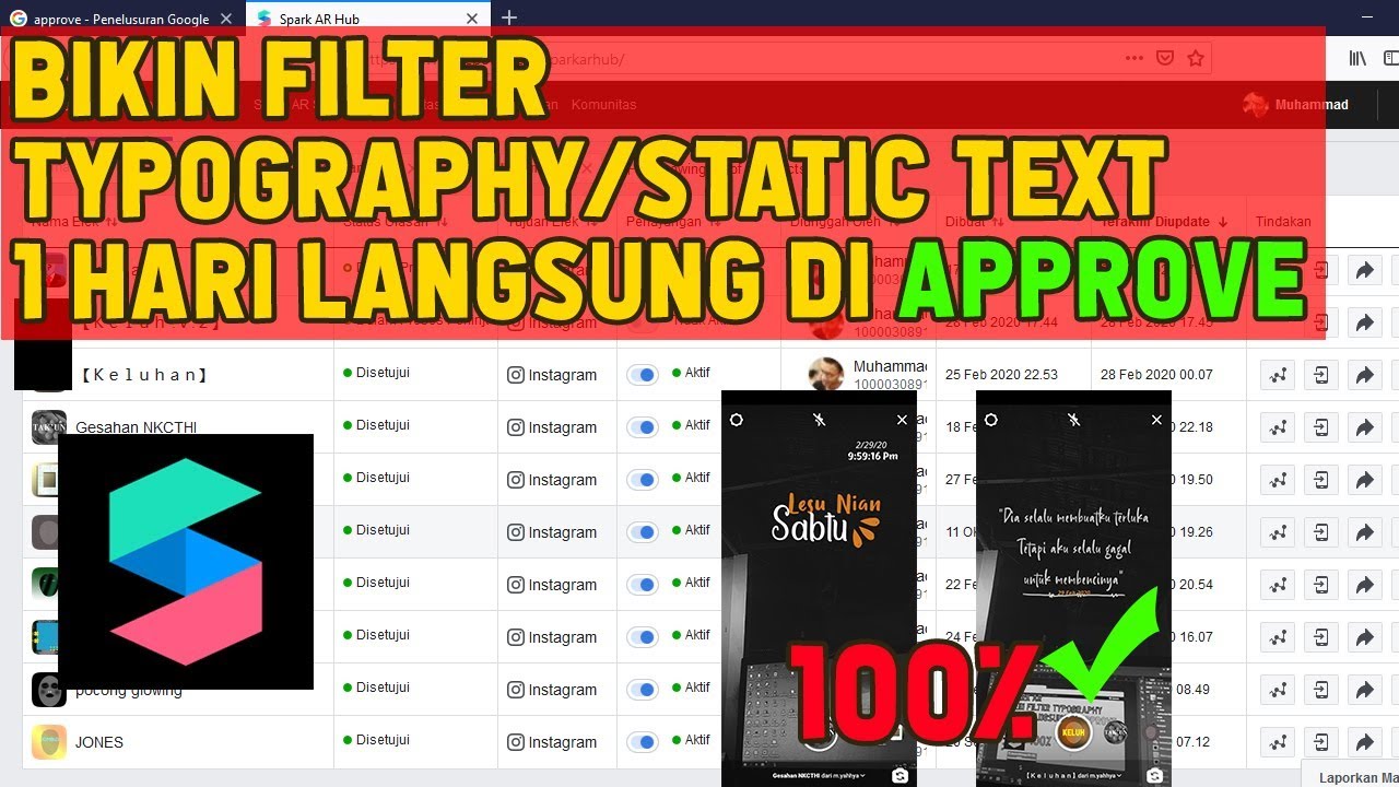Cara upload filter typography/static text langsung di approve - YouTube