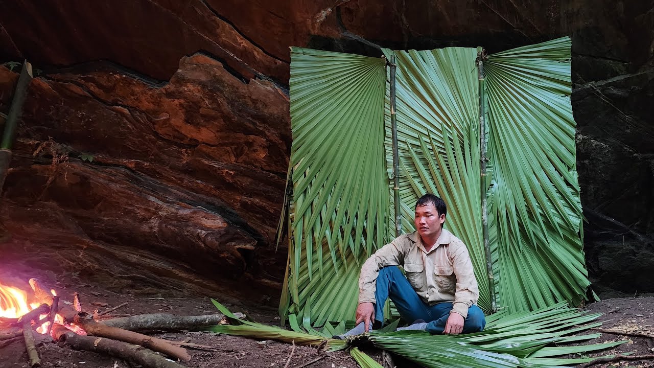 Adventure in the green forest, take shelter with natural forest leaves ...