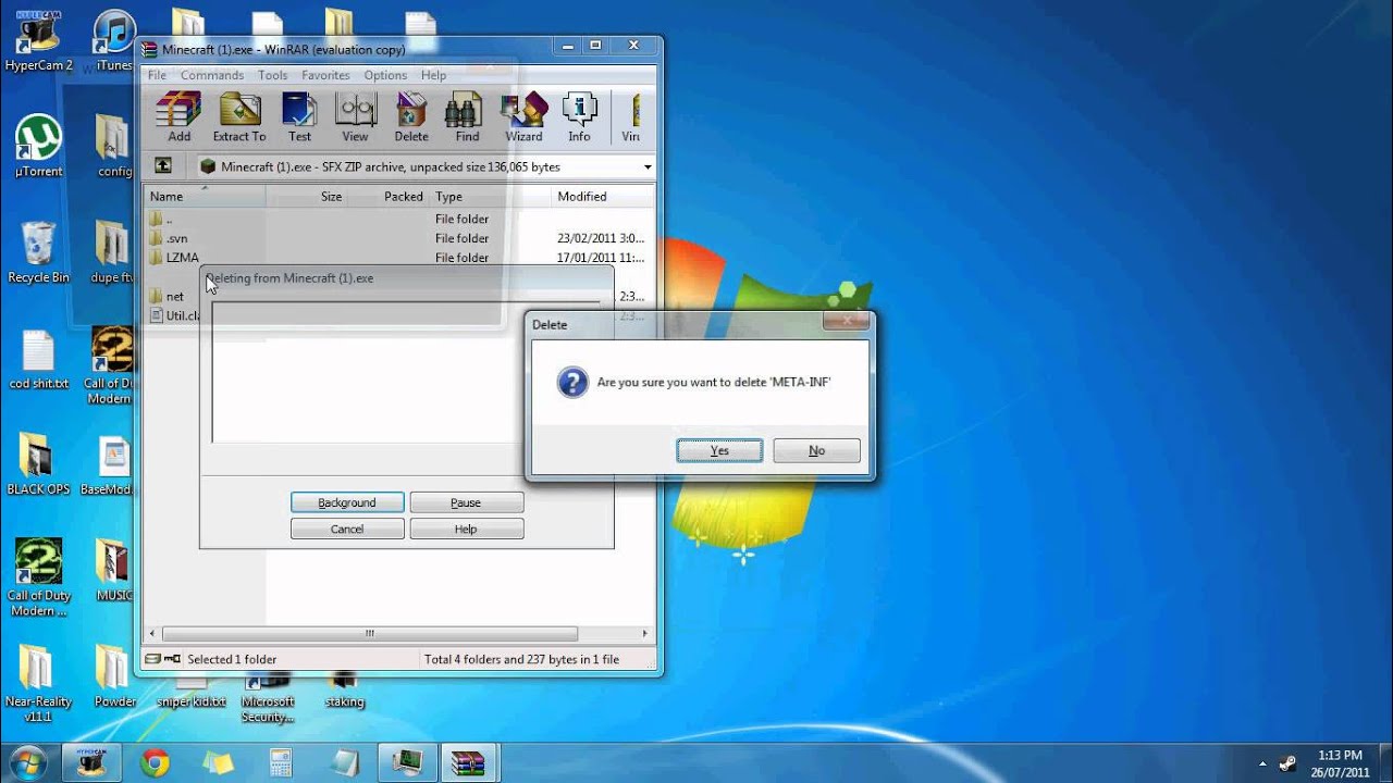 cant delete META-INF - minecraft - YouTube