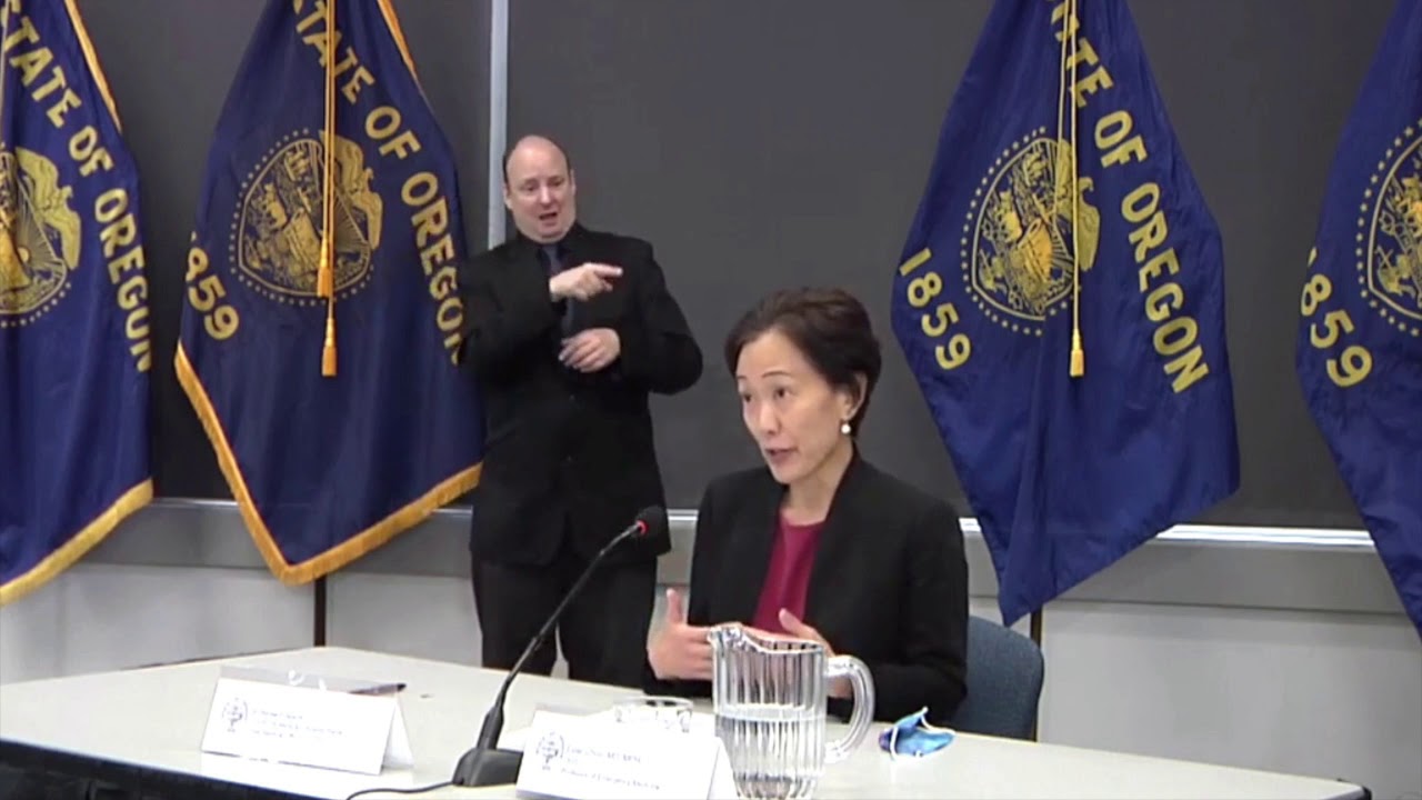 Dr. Esther Choo at Oregon COVID presser with Governor Kate Brown ...