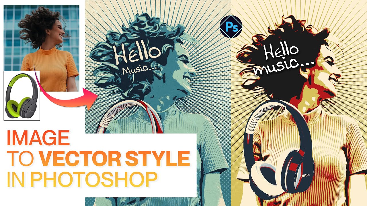 How to Create Image to Vector Style Poster Photoshop CC 2021 🖼️♺ ️ ...