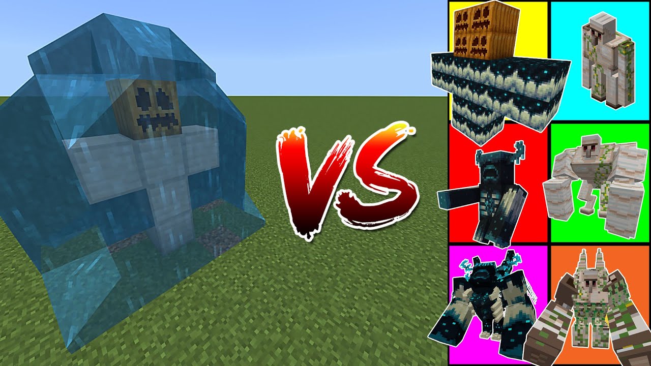 The Water Golem vs Iron Golems and Wardens - YouTube