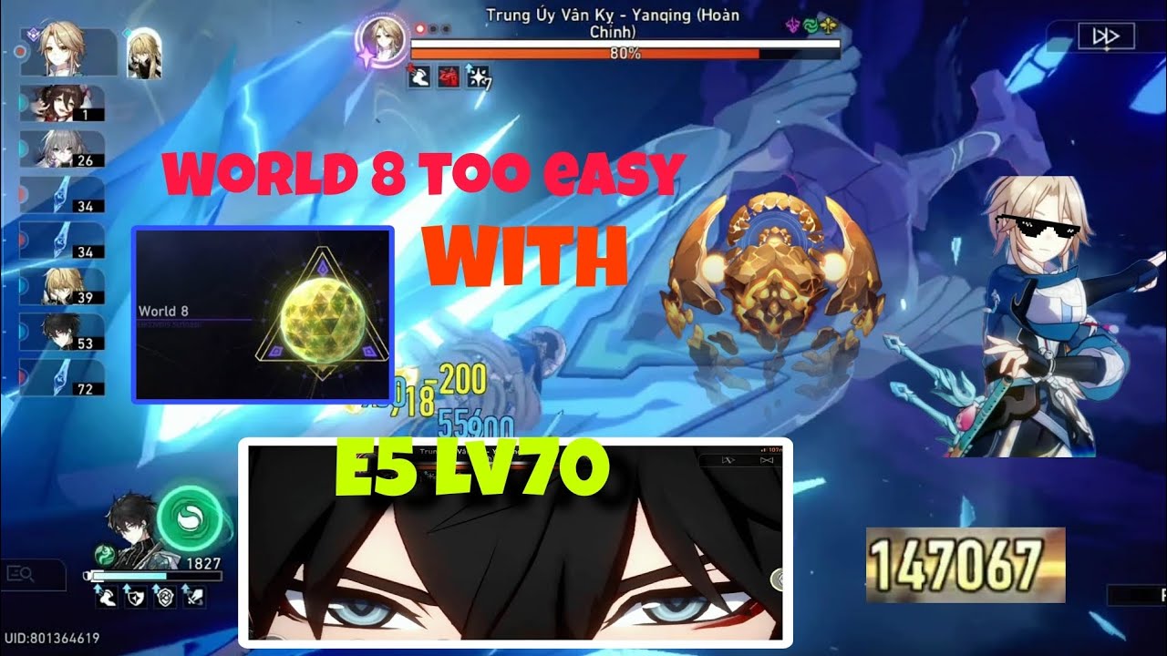 HSR | World 8 too easy with Preservation (Qlipoth) | F2p E5 Lv70 ...