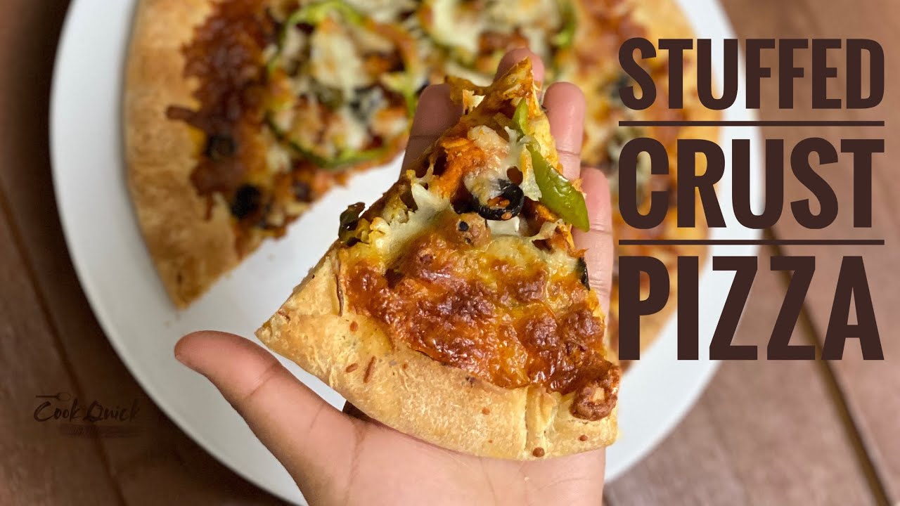 Stuffed Crust Pizza | Cheese Crusted Pizza | Chicken Pizza Recipe ...