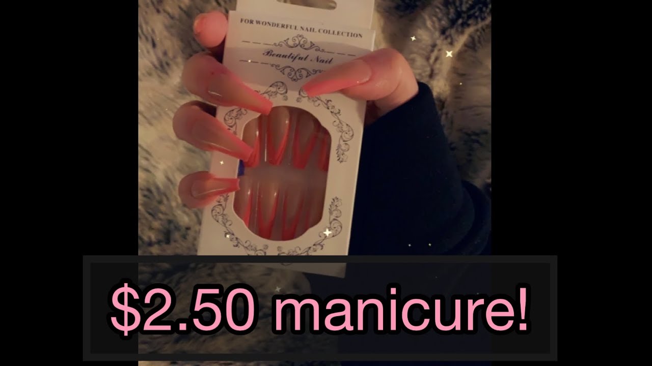 Hot Pink Tip SHIEN Nails (Video Review) - YouTube