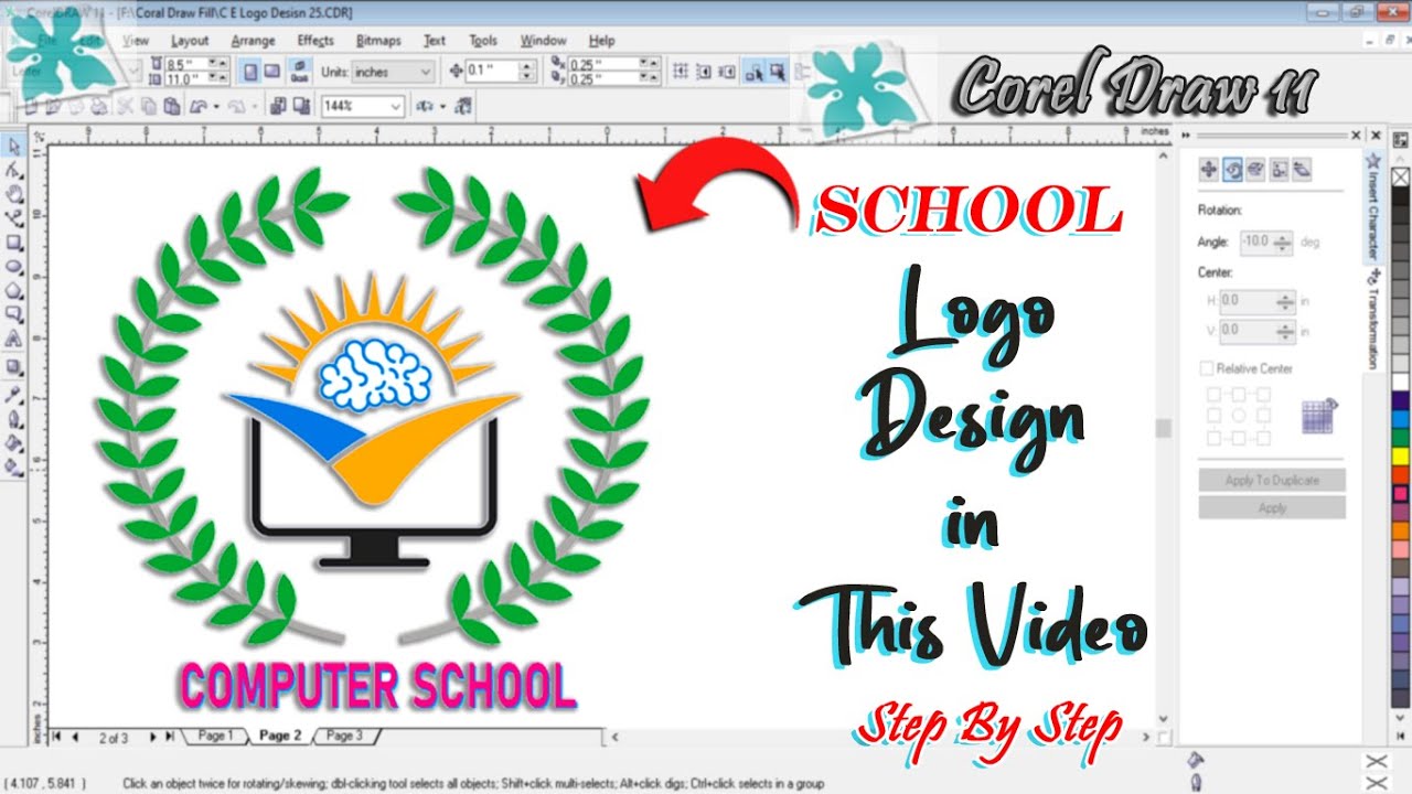 New School Logo Design in CorelDraw 11 | Computer School Logo Design ...