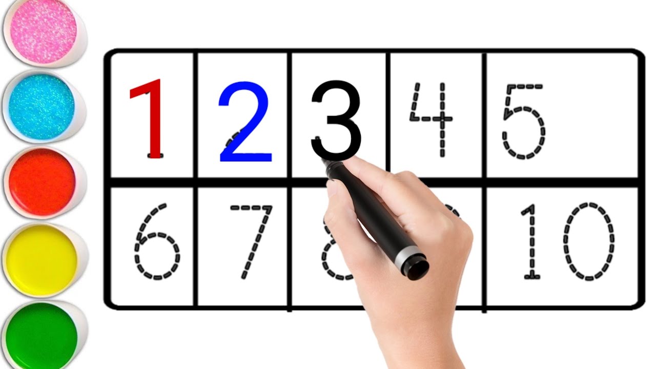learn to write numbers 1-10 in english | one two three | 123456789, one ...