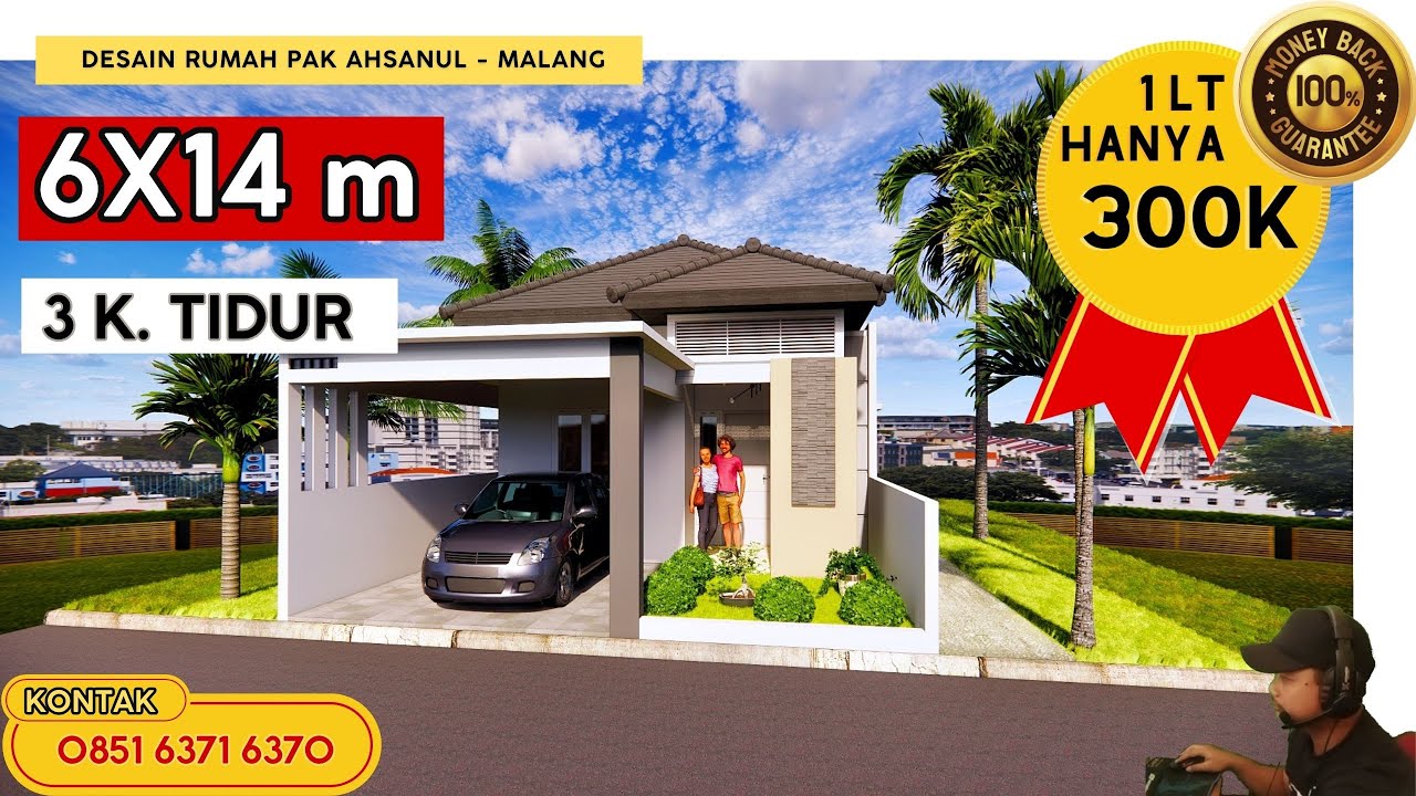 Desain Rumah Minimalis 6x14 M (1 Lantai). Request dari Pak Ahsanul di ...