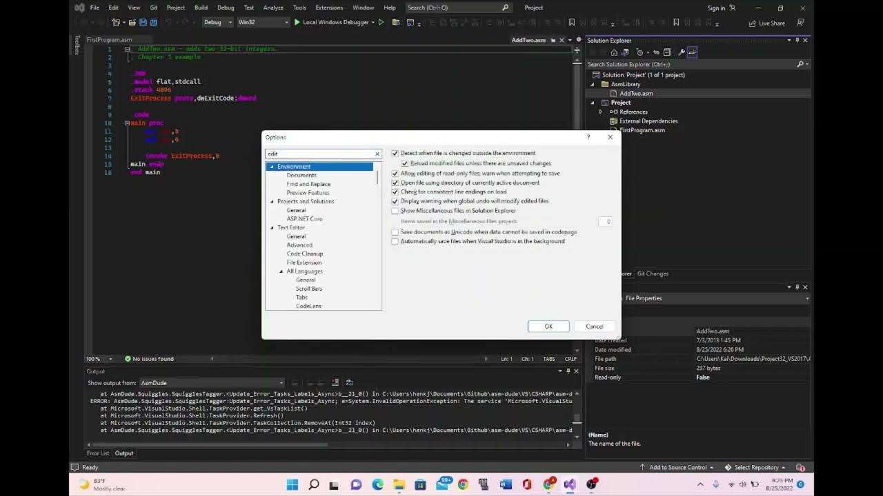 ASM + Microsoft Visual Studio 2022 and ASM Highlighter issue - YouTube