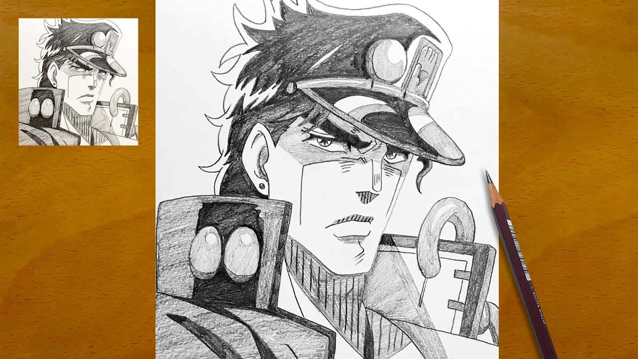 How to Draw Jotaro Kujo from JoJo’s Bizarre Adventure || Step by Step ...