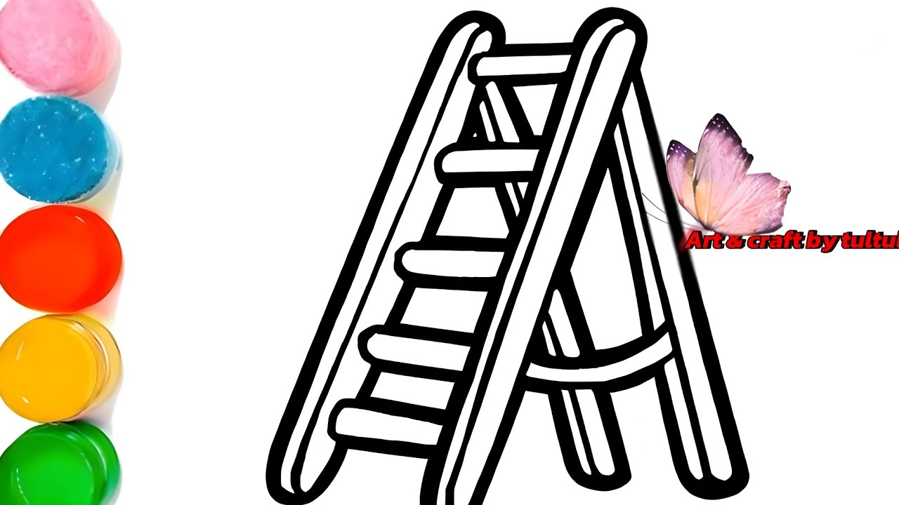 How to draw a colourful Ladder for kids and toddlers|| step by step ...