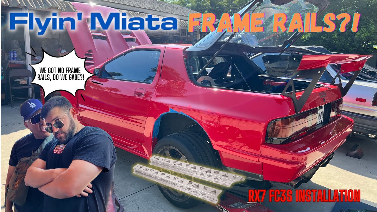 Miata Parts on a FC3S RX7? The FC gets Flyin' Miata Frame Rails - YouTube