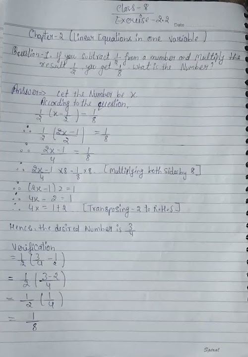 class-8,chapter-2,( Linear Equations in one variable), Exercise - 2.2, Question no.1 - YouTube