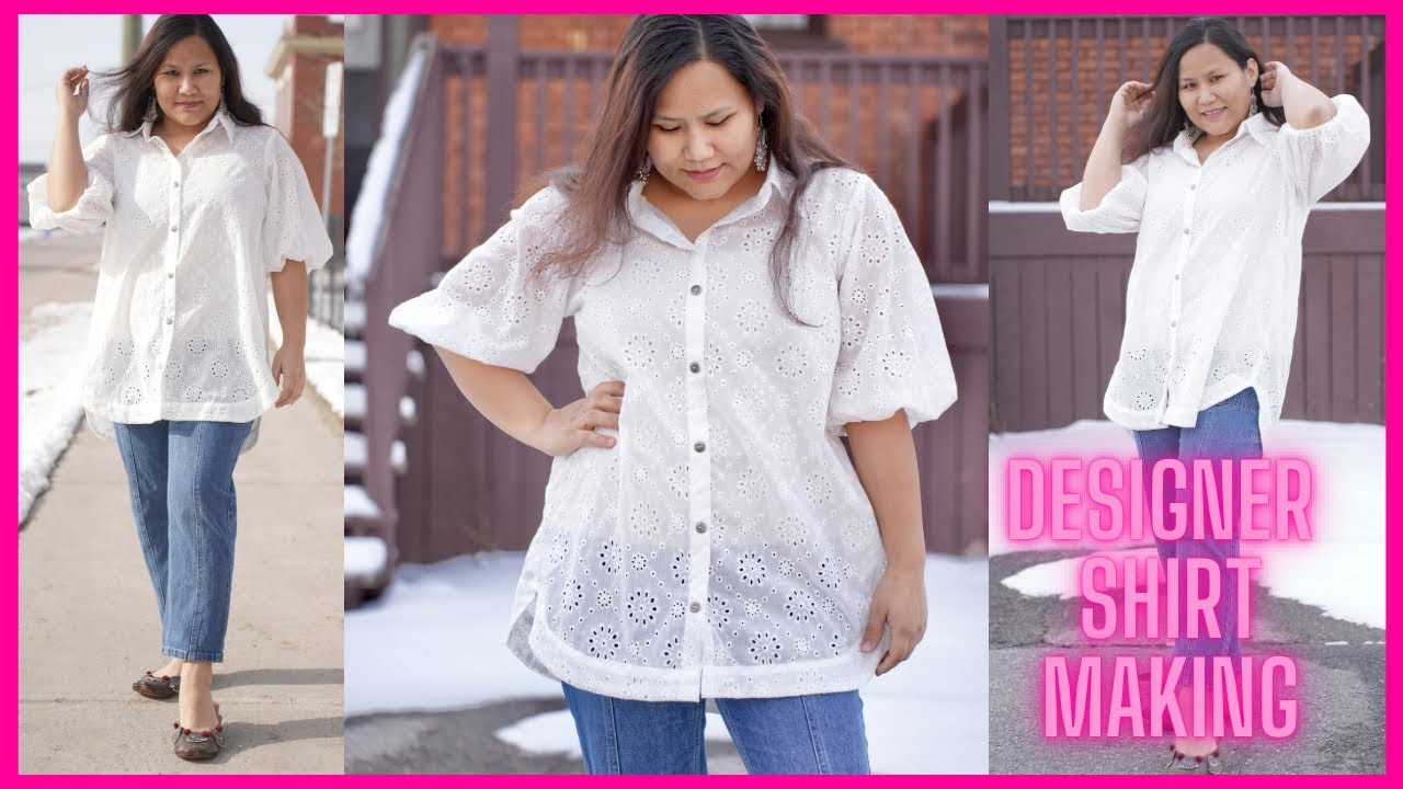 How To Make Designer Shirt/short kurta |embroidered top|Hakoba fabric |Maina thapa - YouTube