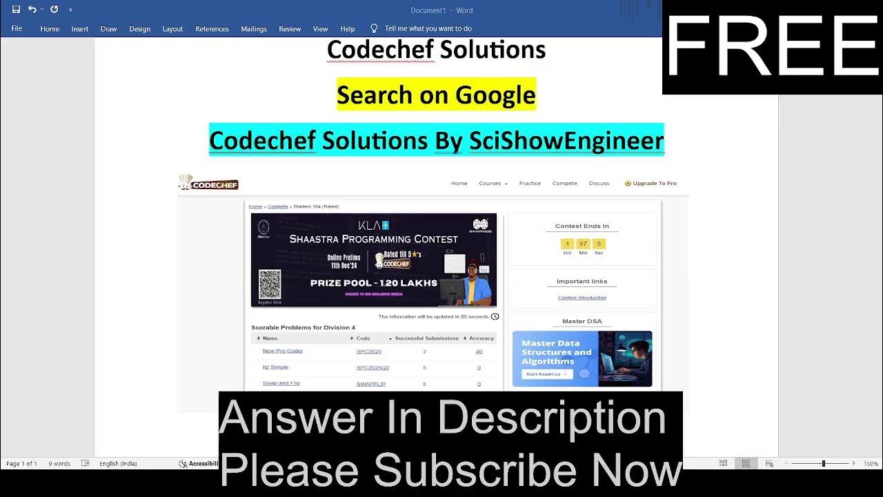 Live Codechef Solutions Codechef Starters 164 Rated Till 5 Stars Youtube