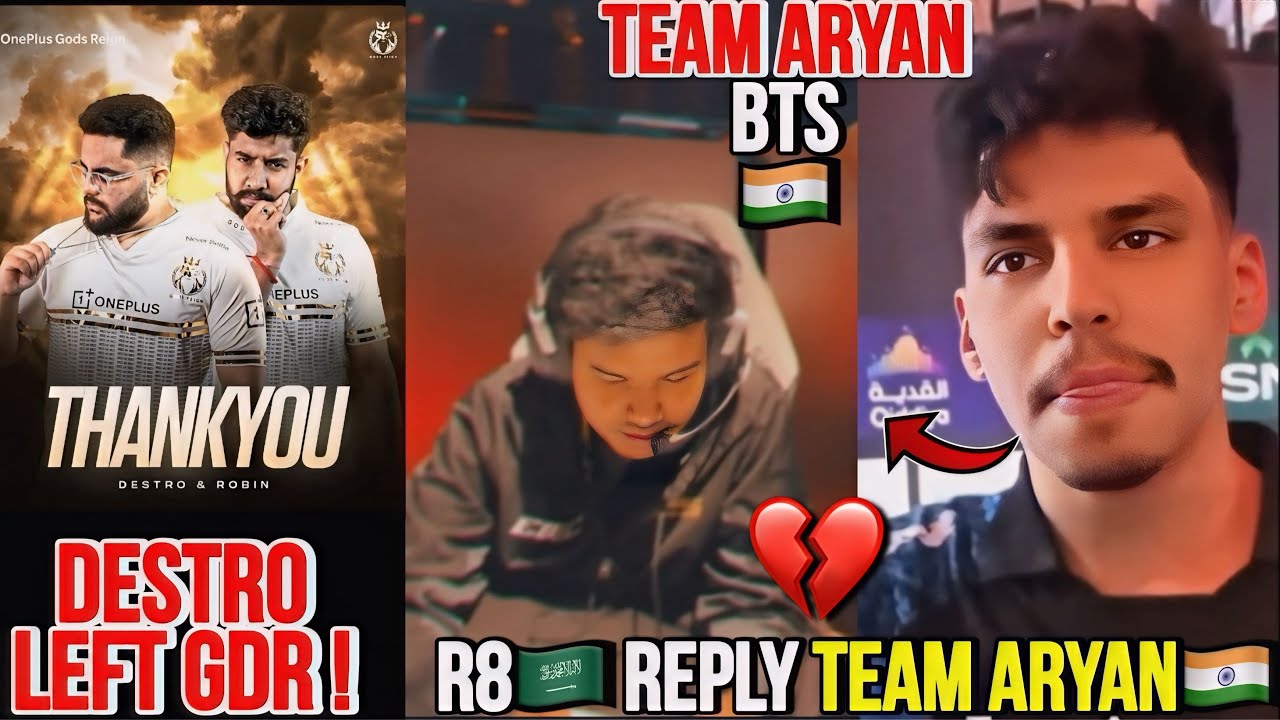 🇸🇦R8 Esports On Team Aryan🇮🇳Team Aryan Sad💔Reply Destro Left GDR🚨 - YouTube