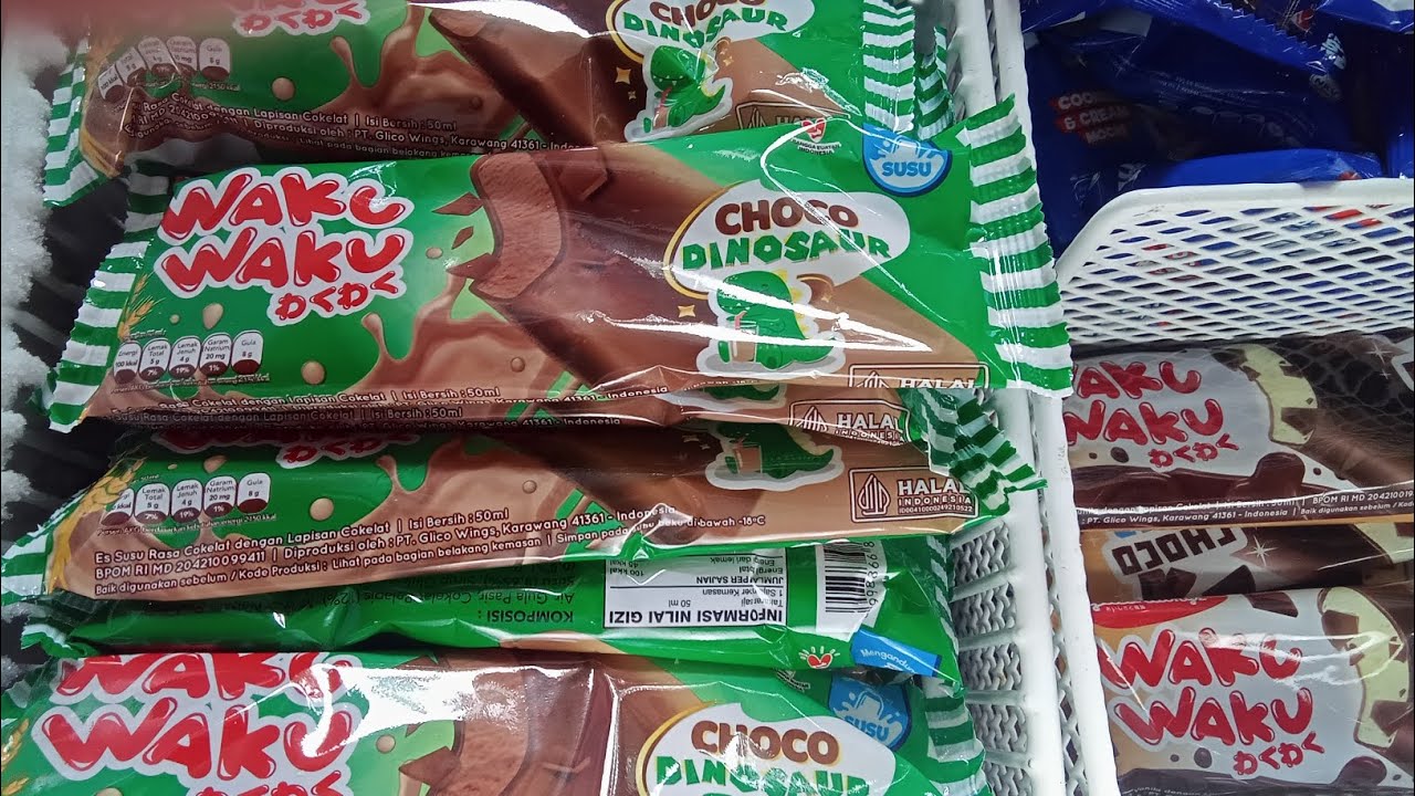 Es Krim terbaru part 16 Glico Wings Waku Waku choco dinosaur choco loop ...