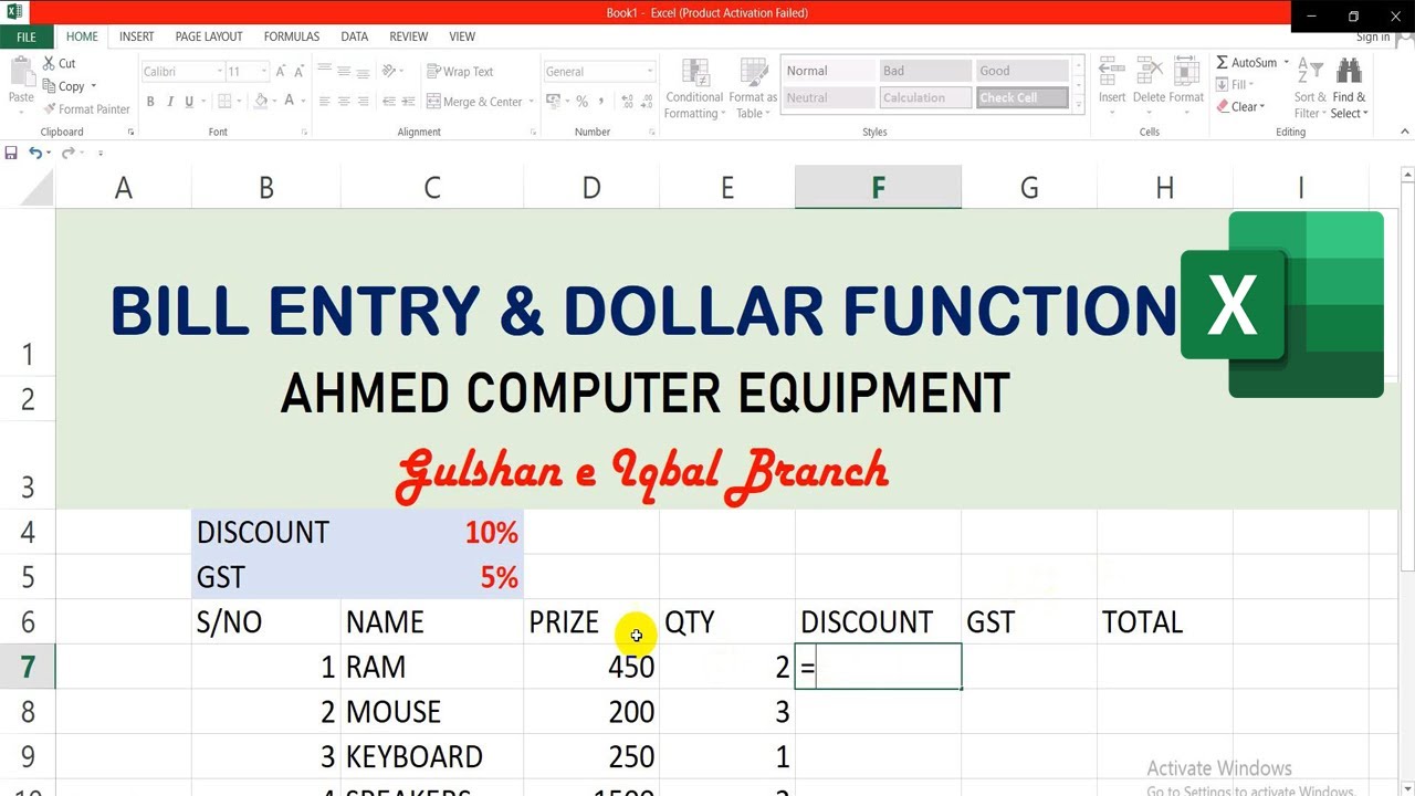 Bill Entry in MS Excel || How to Entry bill in MS excel || Excel ...