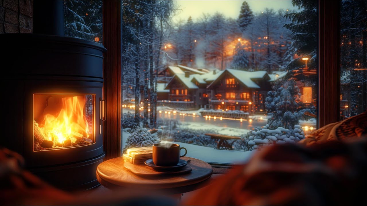 Cozy Winter Nights Fireplace Ambiance with Relaxing Piano Music - YouTube