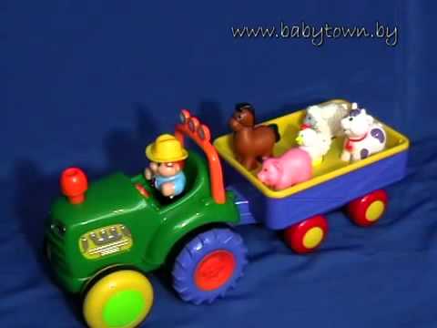 Kiddieland Трактор фермера с прицепом - YouTube