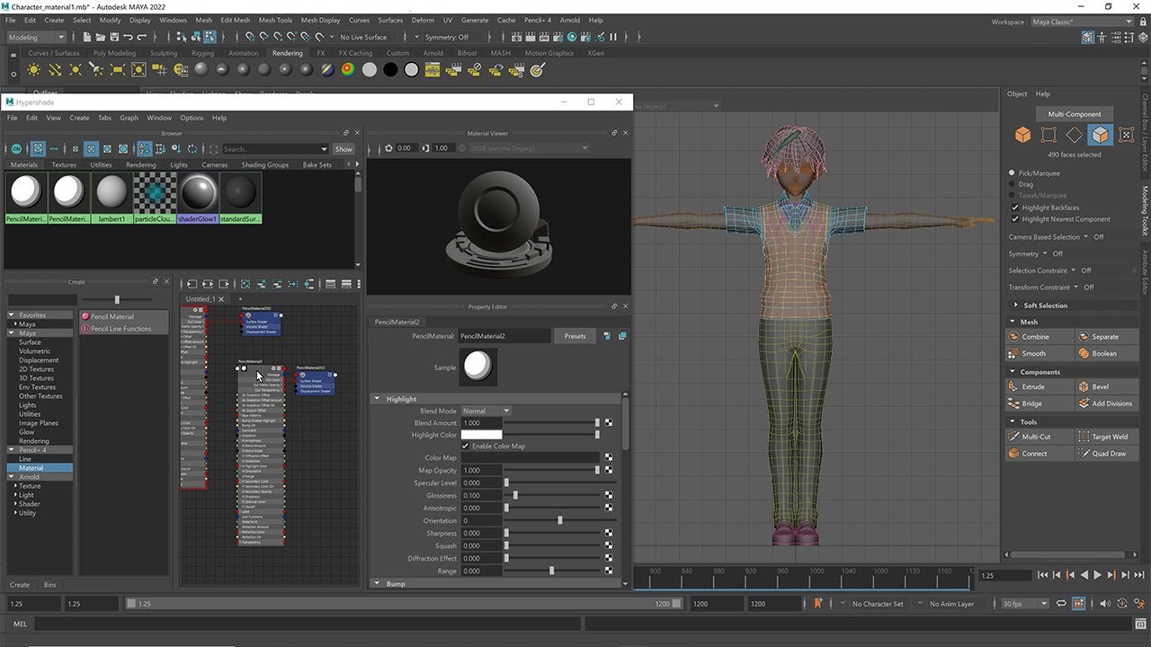 Pencil+ for Maya│選択したポリゴンにマテリアル割り当て - YouTube