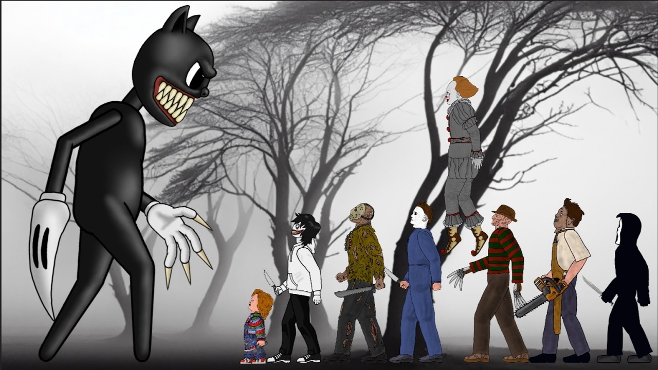 Cartoon Cat Vs Freddy Krueger, Michael, Jason, Chucky, Jeff, Ghostface ...