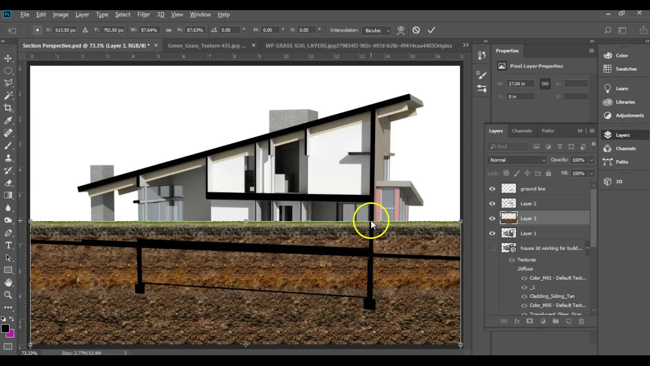 Photoshop - Adding Soil to a Rendering of a a Building Secti - YouTube