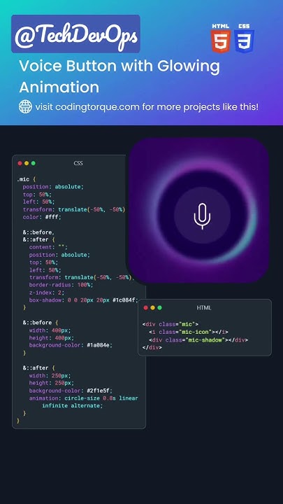 Voice Button with glowing Animation #html5 #css3 #javascript #iot #hack #diy #technology # ...