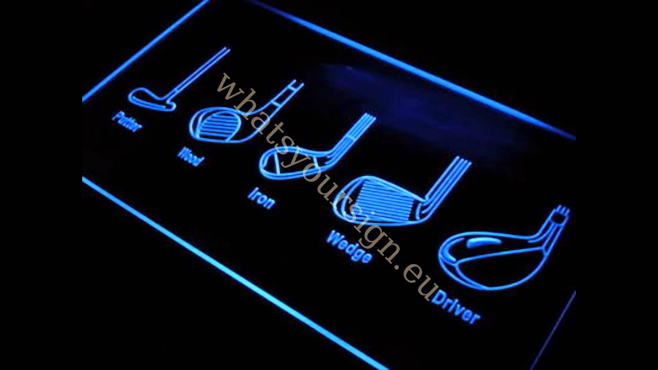 Golf Clubs - LED neon light sign display - YouTube