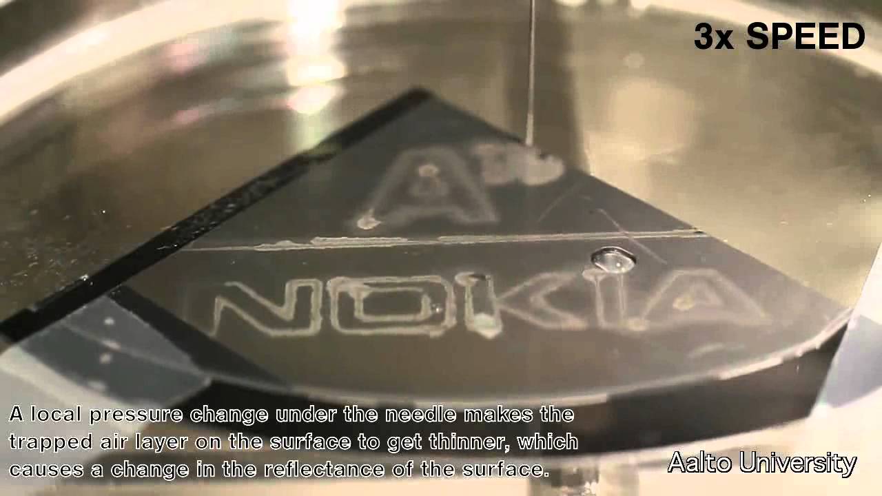 Writing with water on a superhydrophobic surface immersed under water ...